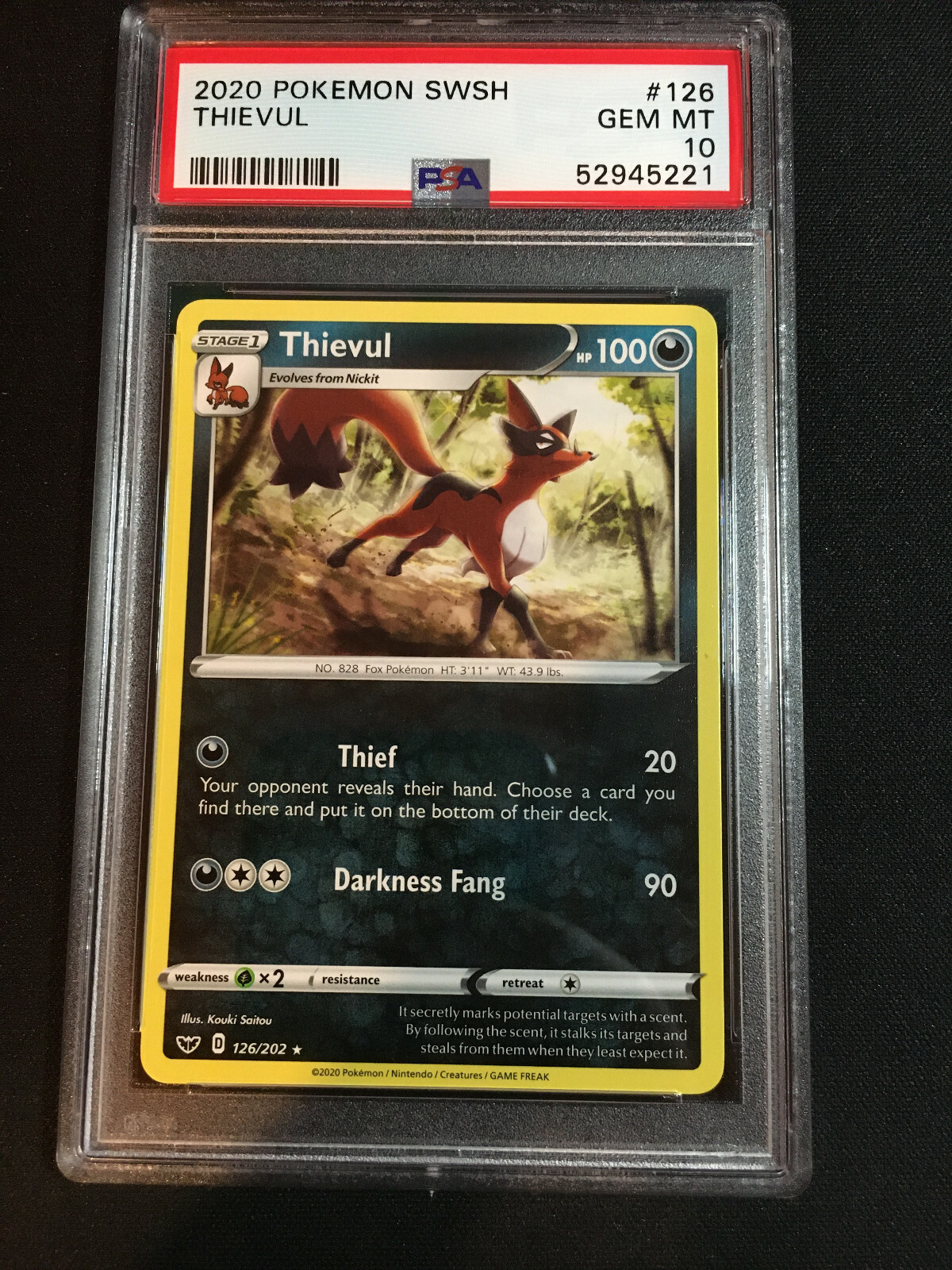 2020 Pokemon TCG Card SWSH Sword Shield - Thievul - Rare #126 - PSA 10 ...