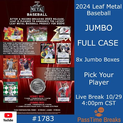 DAVID MATOMA - 2024 LEAF METAL BASEBALL JUMBO 1x Case 8x Box - PLAYER ...