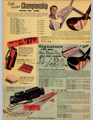 1961 PAPER AD 3 PG Chick Harbert Alice Bauer Bob Martin Golf Clubs Sam ...