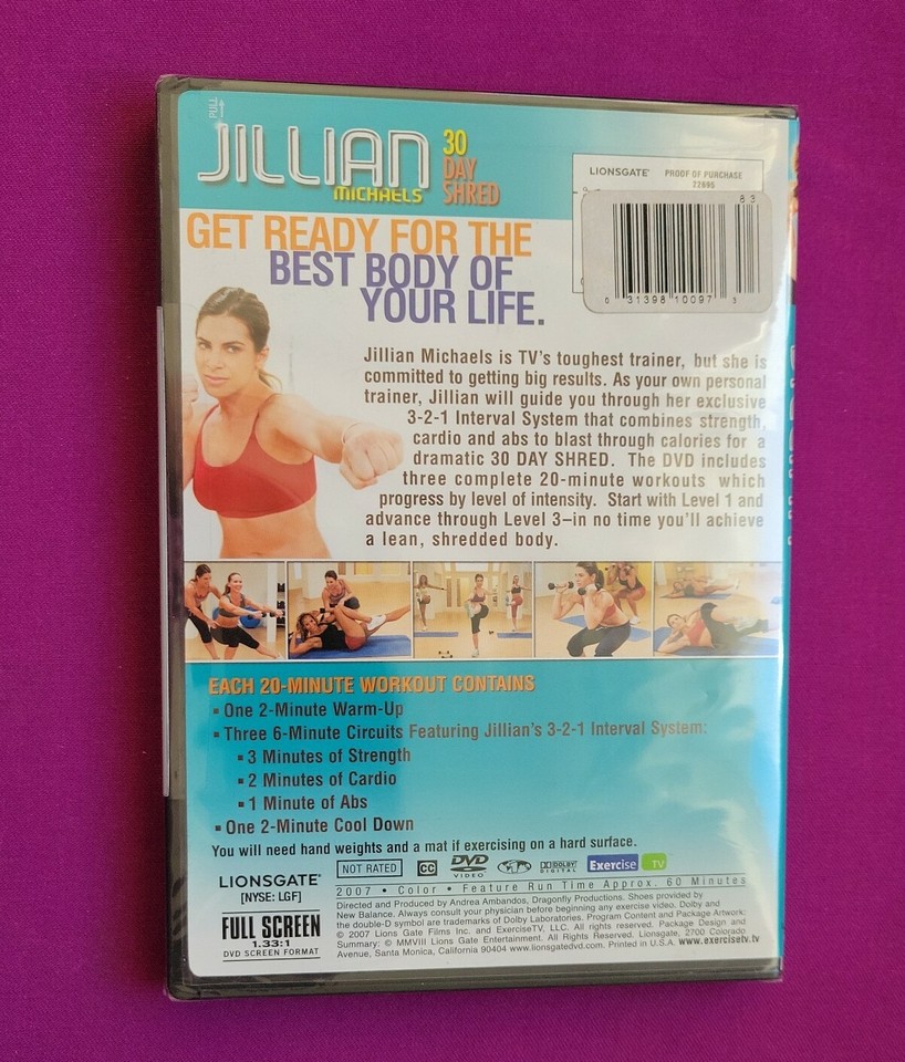 NEW Jillian Michaels 30 Day Shred workout exercise fitness DVD security ...
