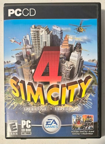 SimCity 4 Deluxe PC CD-ROM Original + Rush Hour Expansion Complete and ...