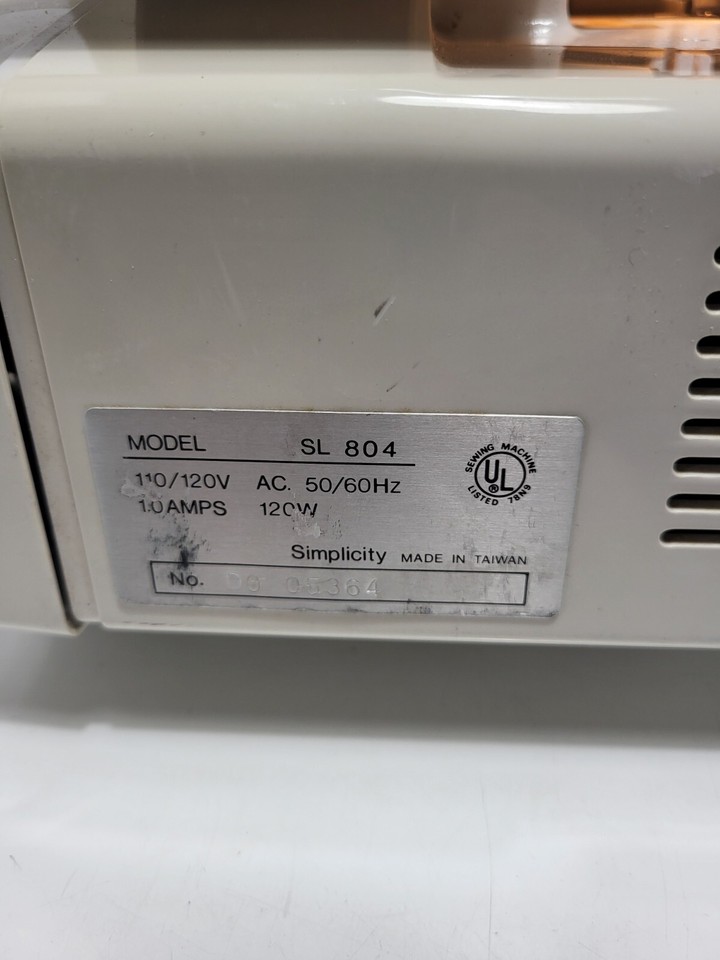 Simplicity Easy Lock Sewing Machine Model SL 804 Differental Feed ...