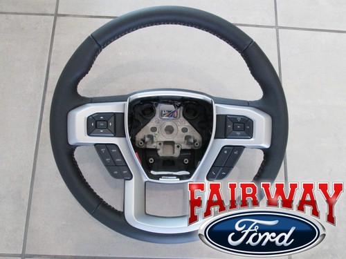17 thru 20 F-150 OEM Genuine Ford Black Leather Steering Wheel w ...