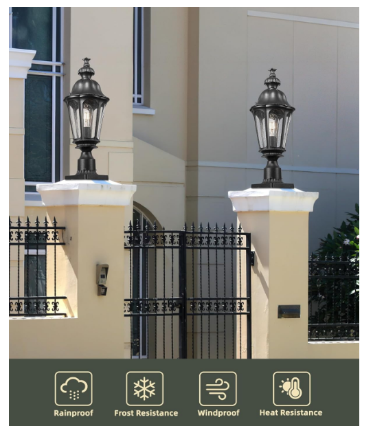 HWH Outdoor Post Lights Lamp Post Light Fixture, 22'' Large Post Lamp ...