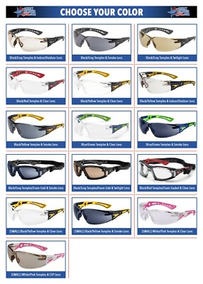 Bolle Rush Plus Safety Glasses Sunglasses ANSI Z87+ Work Eyewear Choose ...
