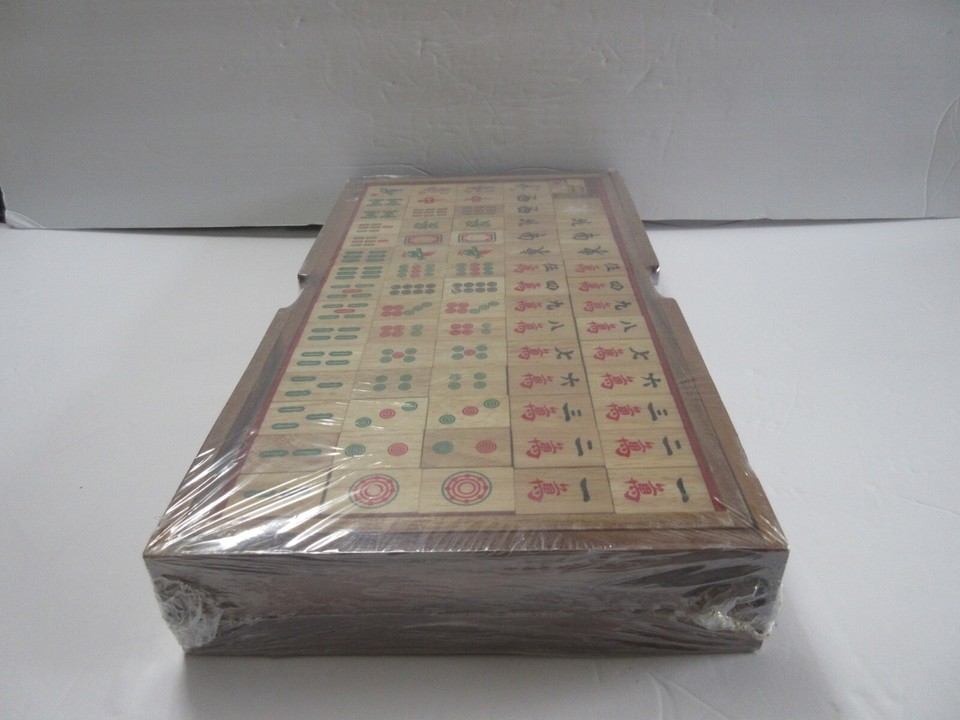 MAHJONG Chinese Domino Game - Sealed in Wooden Box - Mahjongg Set ...