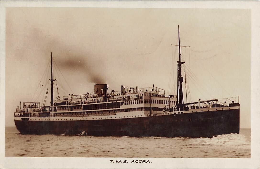 TMS ACCRA AT SEA ~ ELDER DEMPSTER SHIP, REAL PHOTO PC ~ used 1929 | eBay