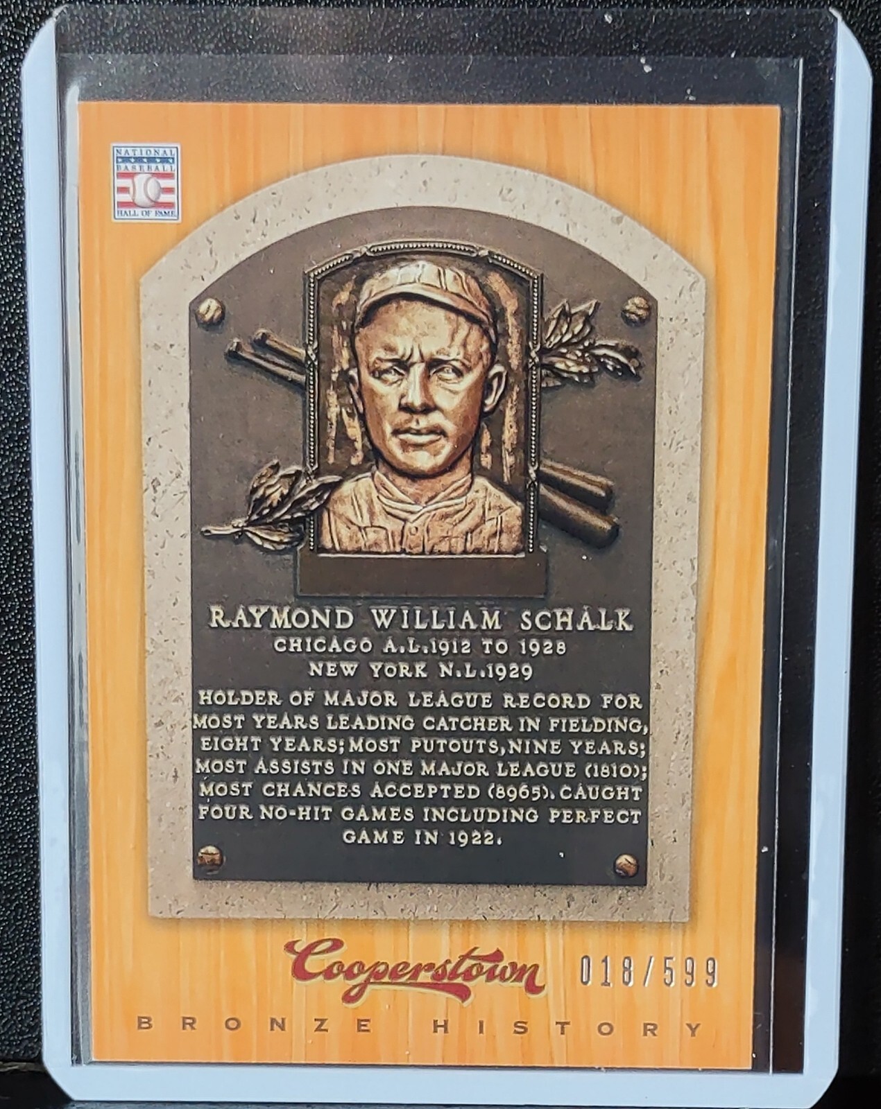 2012 Panini Cooperstown Ray Schalk Bronze History /599 #75 Hall of Fame ...