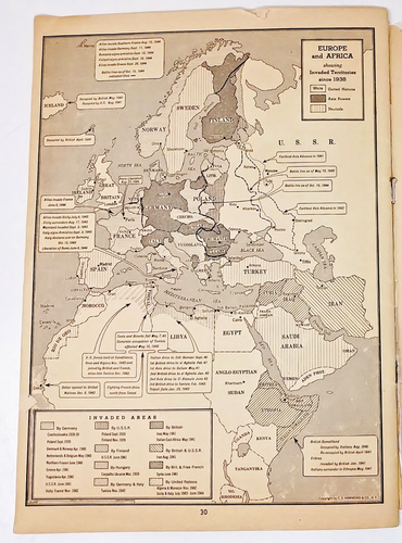 1944 Historical World Atlas War Edition Booklet Changing Borders ...