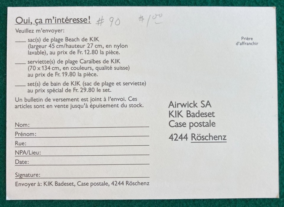 c1970's KIK French Insect Repellant Continental Postcard Beach ...