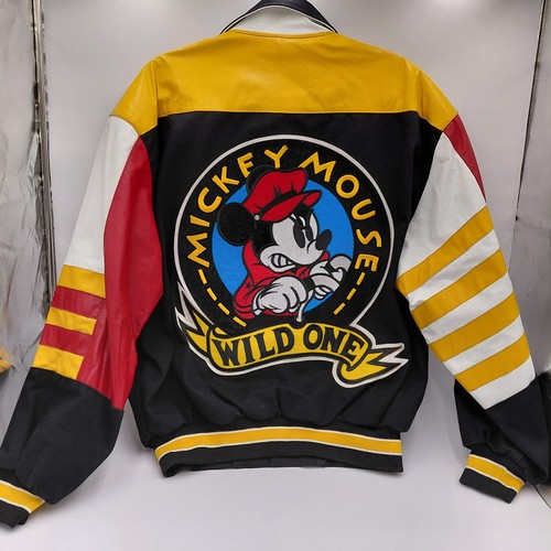 Vtg Jeff Hamilton Mens XL Disney Mickey Mouse Wild One Biker Varsity ...
