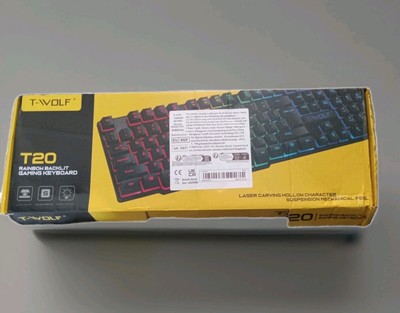 Gaming Keyboard T-Wolf T20 Multicolor Backlit Wired Open Box OS Windows ...