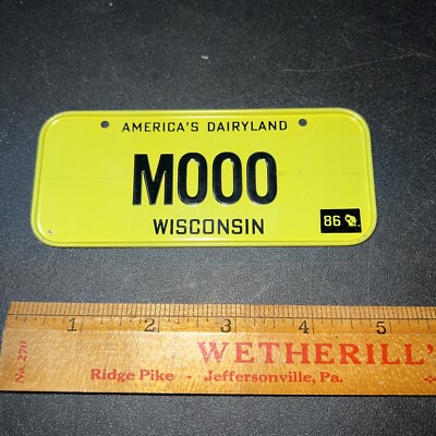 Vintage 1986 Post Cereal License Plate Wisconsin Moo Americas Dairyland ...