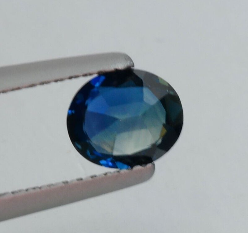 1.10ct Certified Natural Blue Sapphire OV 7x6mm Sweet Blue Color 100% ...