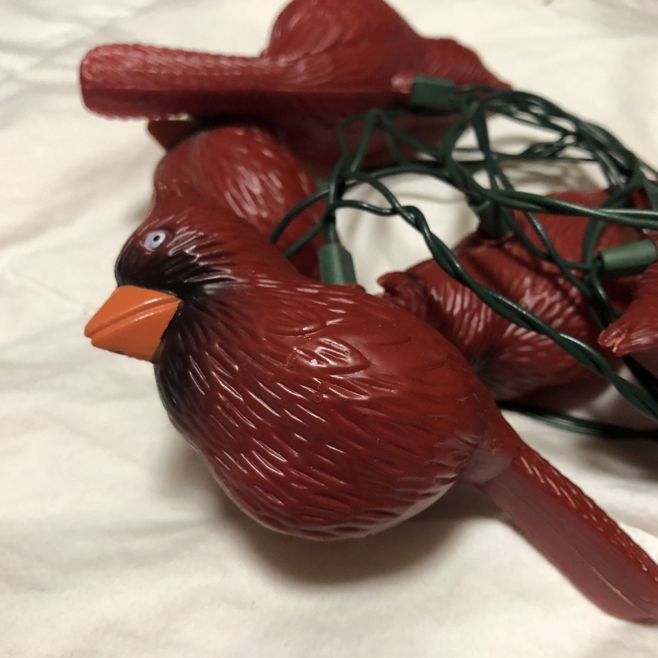2 Sets Red Bird Cardinal Christmas String Lights Hard Plastic Vintage ...