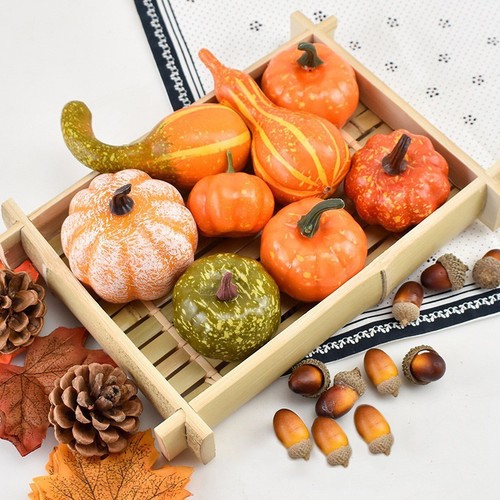 1 Set Fall Harvest Decor Props Artificial Mini Pumpkin Gourd Acorn ...