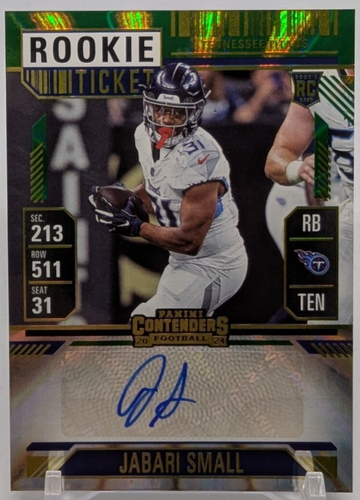 🏈2024 Panini Contenders Jabari Small Rookie Ticket Auto #201 Green ...
