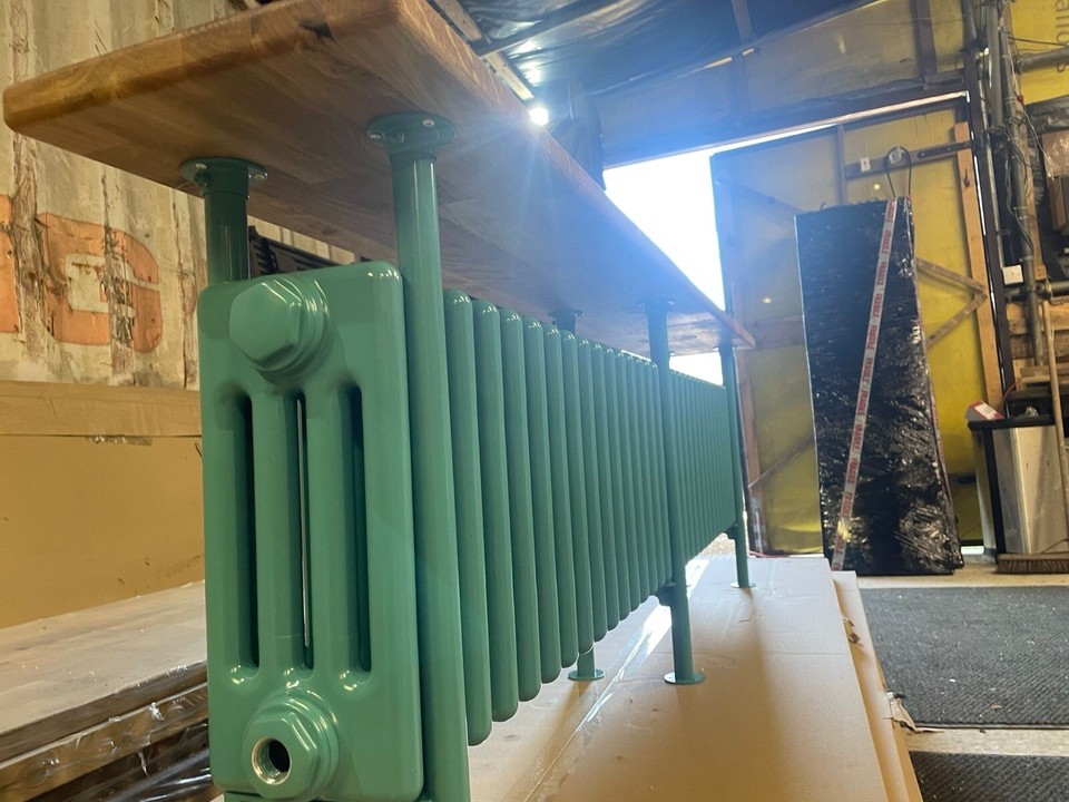 Column Designer Radiator Mint Turquoise With Oak Bench 550/1600/240 ...