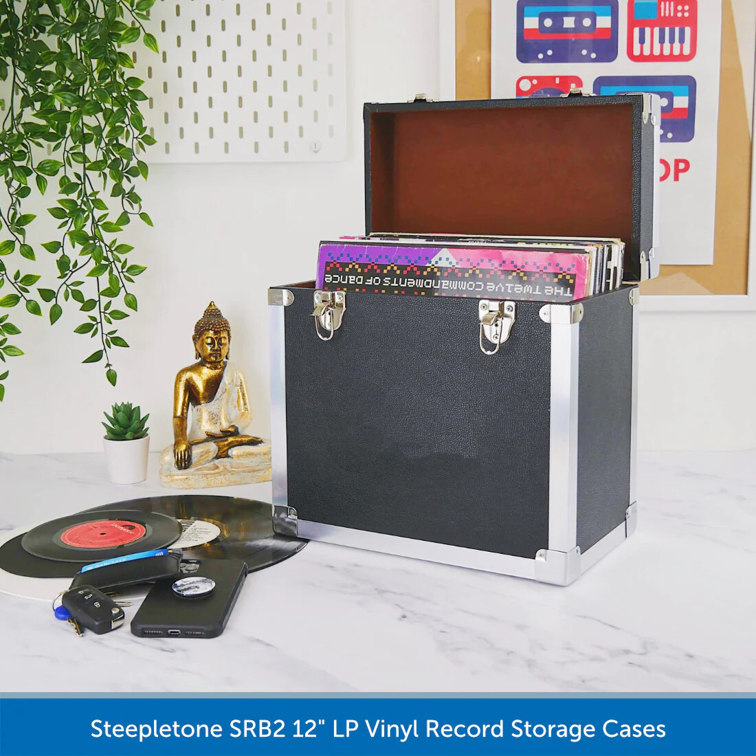 12" Vinyl Record Storage Box Flight Carry Case 12 Inch LP Album ...