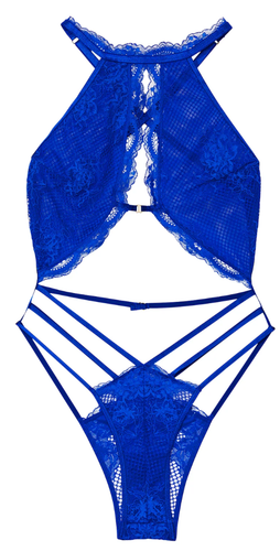 $80 VICTORIA'S SECRET VERY SEXY FISHNET FLORAL HIGH NECK STRAPPY TEDDY ...