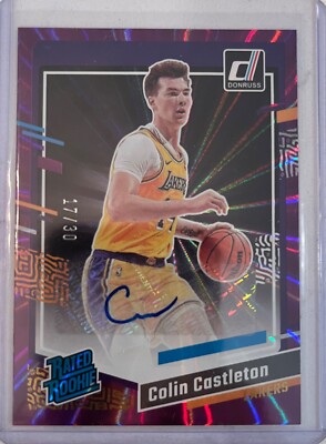 23-24 Donruss Basketball Colin Castleton Auto Of/30 Purple Holo Lakers ...