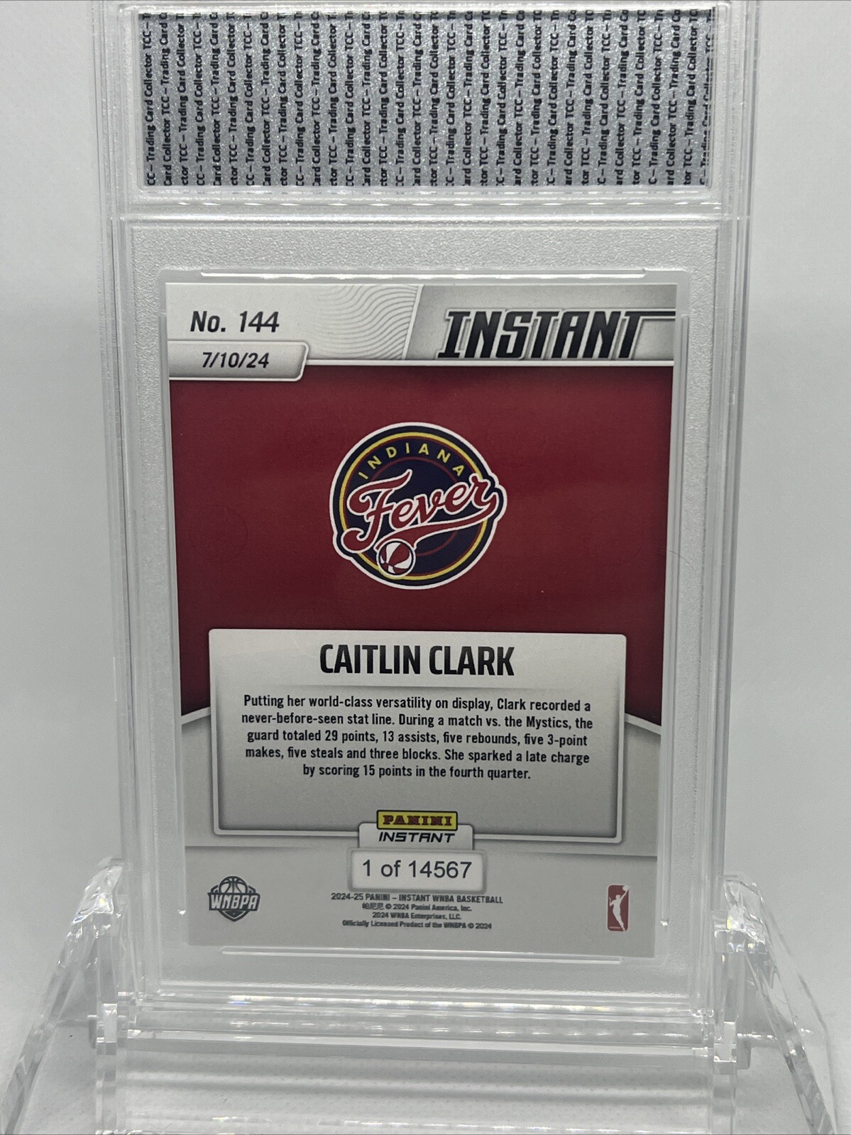 2024 Panini Instant Caitlin Clark Historic Stat Line TCC Graded Gem ...