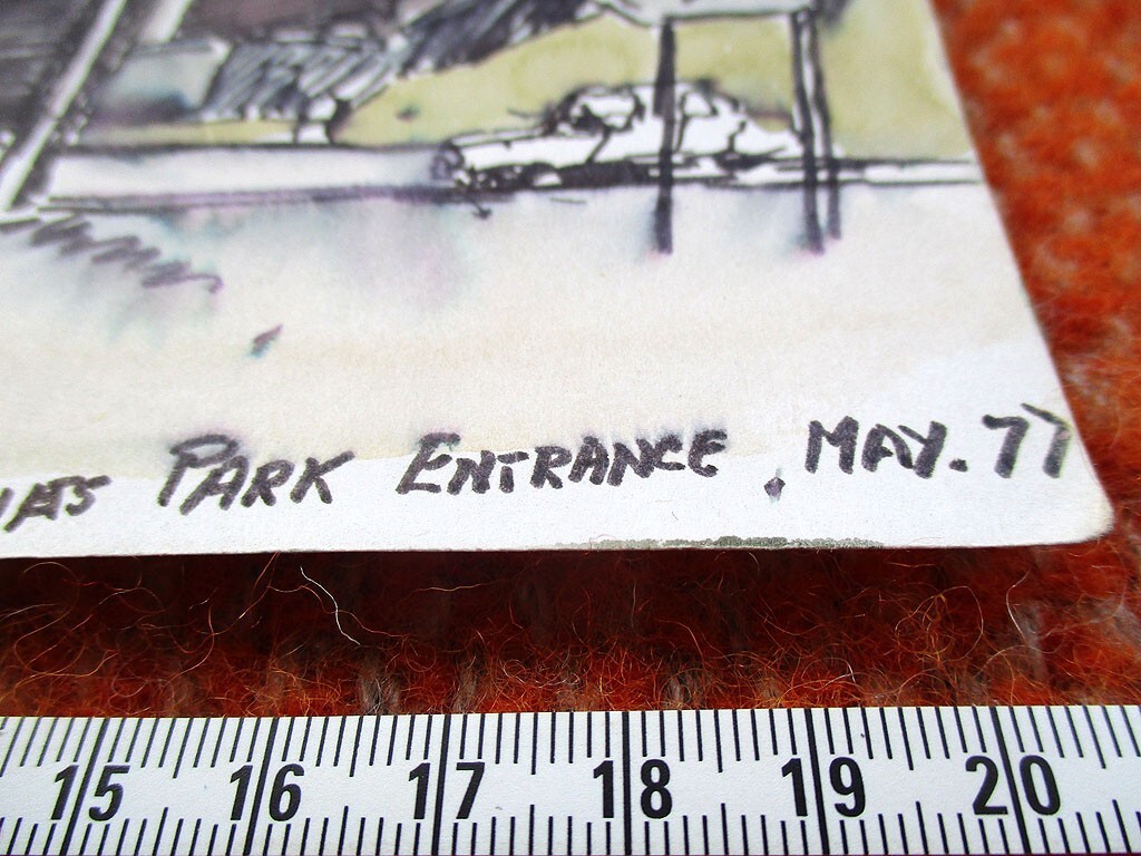 Colwyn Bay Eirias Park entrance May 1977 unsigned original sketch by ...