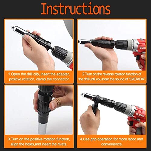Rivet Gun Adapter Kit With Handle Grip Riveter Drill Attachment ...