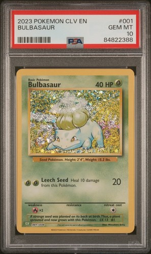 Bulbasaur CLV 001 TCG Classic Collection Base Set Holo Pokemon PSA 10 ...