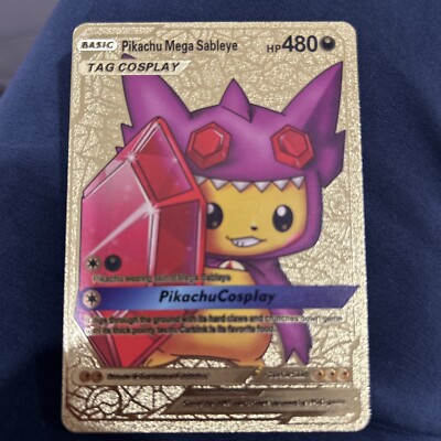 Pikachu Mega Sableye Tag Cosplay Gold Foil Fan Art Textured Collector ...