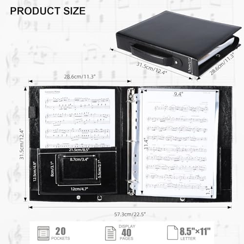 Choral Sheet Music Folder Organizer: 3 Ring Piano Music Binder with ...