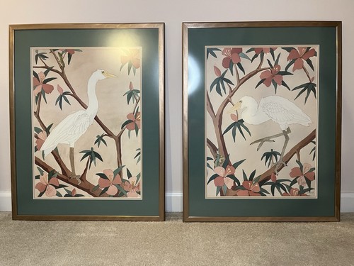 Pair (2) Dan Goad Egret prints Hand Signed Lithograph Numbered Metal ...