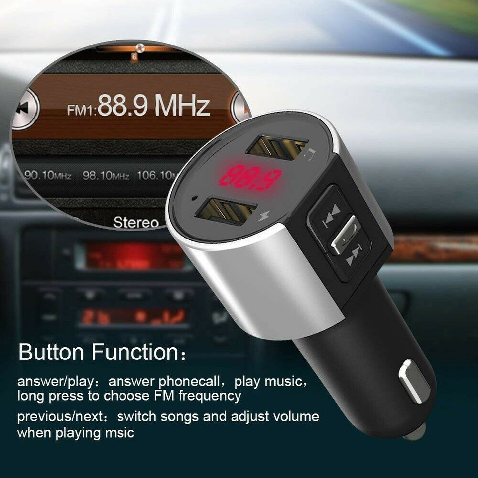 1x Handsfree Wireless Auto FM Transmitter MP3 Music Player Adapter USB ...