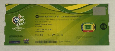 2006 World Cup Soccer Ticket Stub Match #59 England Portugal Round of ...