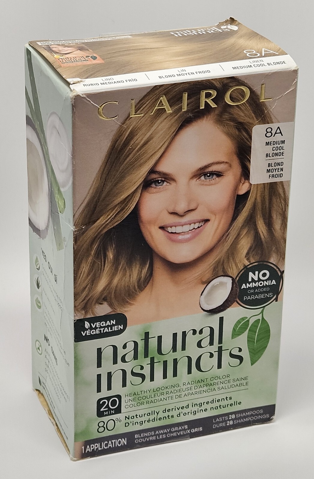 CLAIROL NATURAL INSTINCTS HAIR COLOR MEDIUM COOL BLONDE 8A VEGAN NO ...