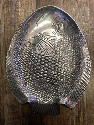 Eurocraft, Inc. Pewter Fish Serving Plate Platter Decoration Decor Wall ...
