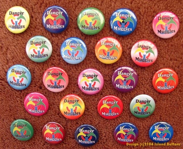 Danger: Muggles! 22 Geocaching Button Badge Lot (Assorted background ...