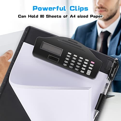 Clipboard with Pen Holder & Calculator, [20% Thicker & Durable] Plastic ...