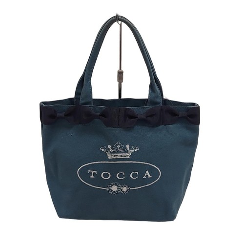Auth TOCCA - Blue Gray Navy Canvas Chemical Fiber Tote Bag | eBay