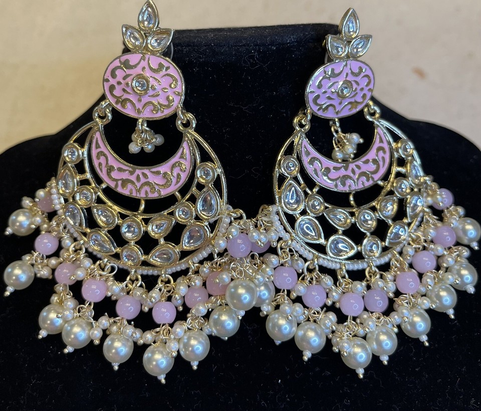 Big Bali Earrings with Dangling Pearl | eBay