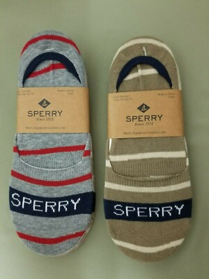 New Mens Sperry Top-Sider 3 Pk. Signature Invisible Socks. 2 Colors To ...