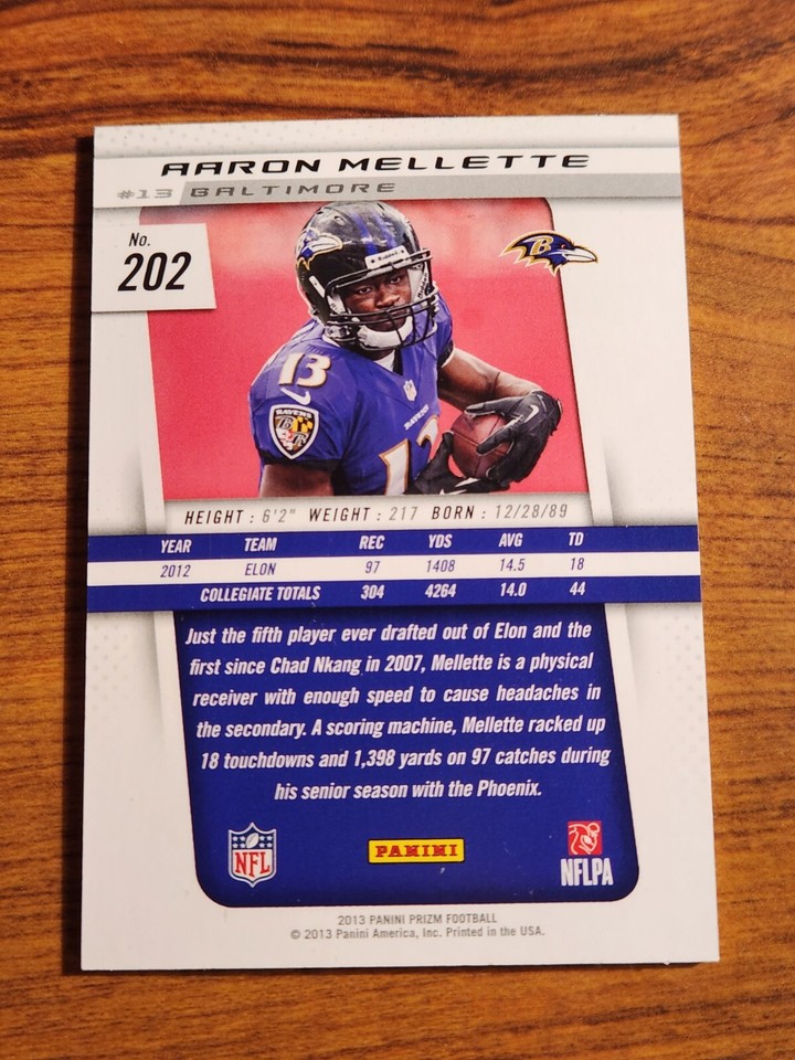 Aaron Mellette 2013 Panini Prizm Rated Rookie Manufactured Patch #202 ...