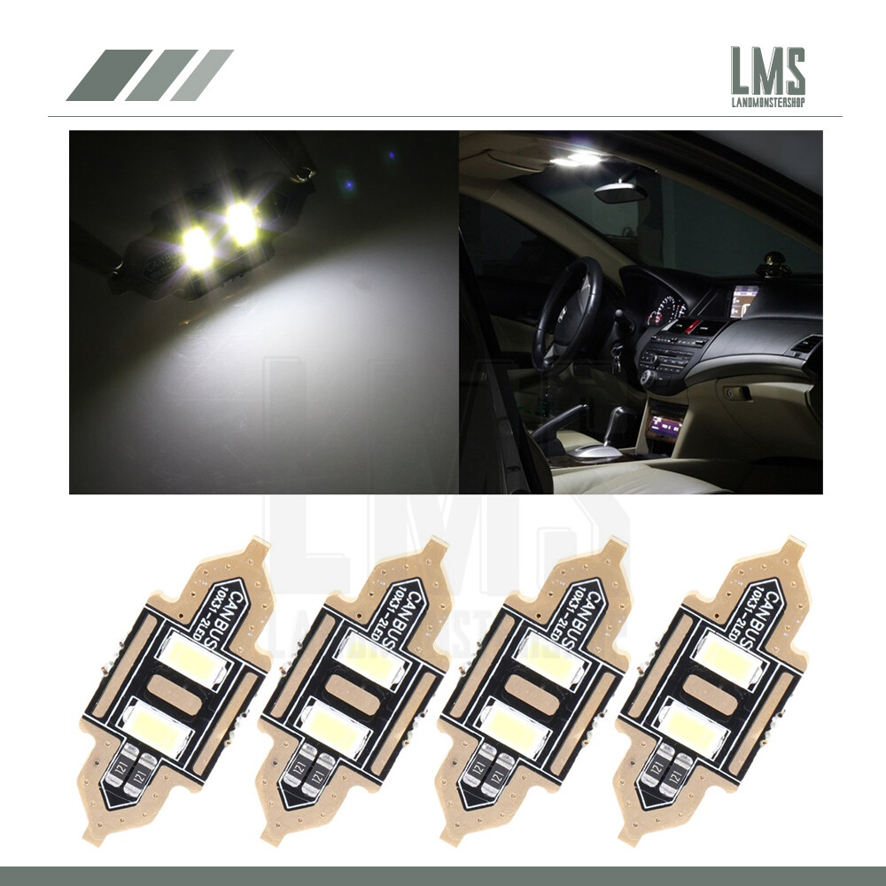 4X White 31mm 2-SMD-5730 Car Working Bulbs Interior Festoon LED Lights ...