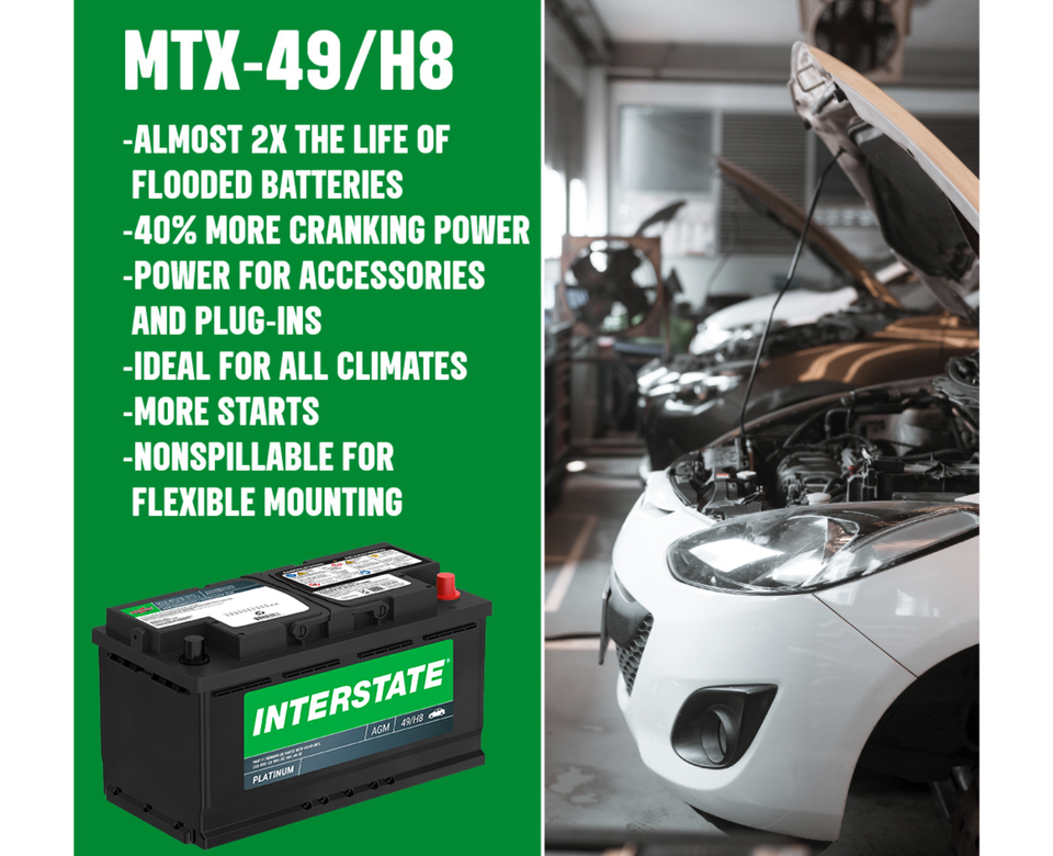 Interstate Batteries 12V 95Ah Group H8/49 SLI AGM Automotive Battery ...
