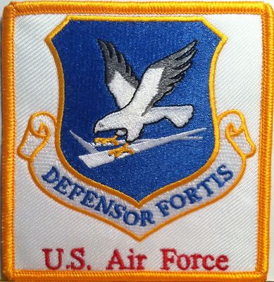 United States Air Force "DEFENSOR FORTIS" Iron On Patch Gold Border | eBay