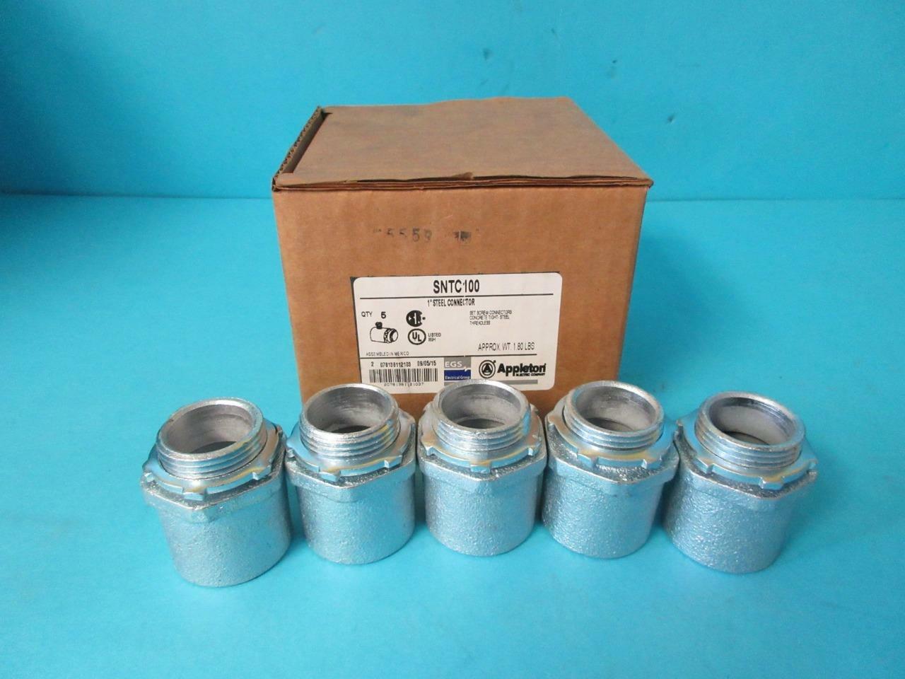 New Box of 5 Appleton 1" Steel Set Screw Conduit Connector SNTC100 | eBay