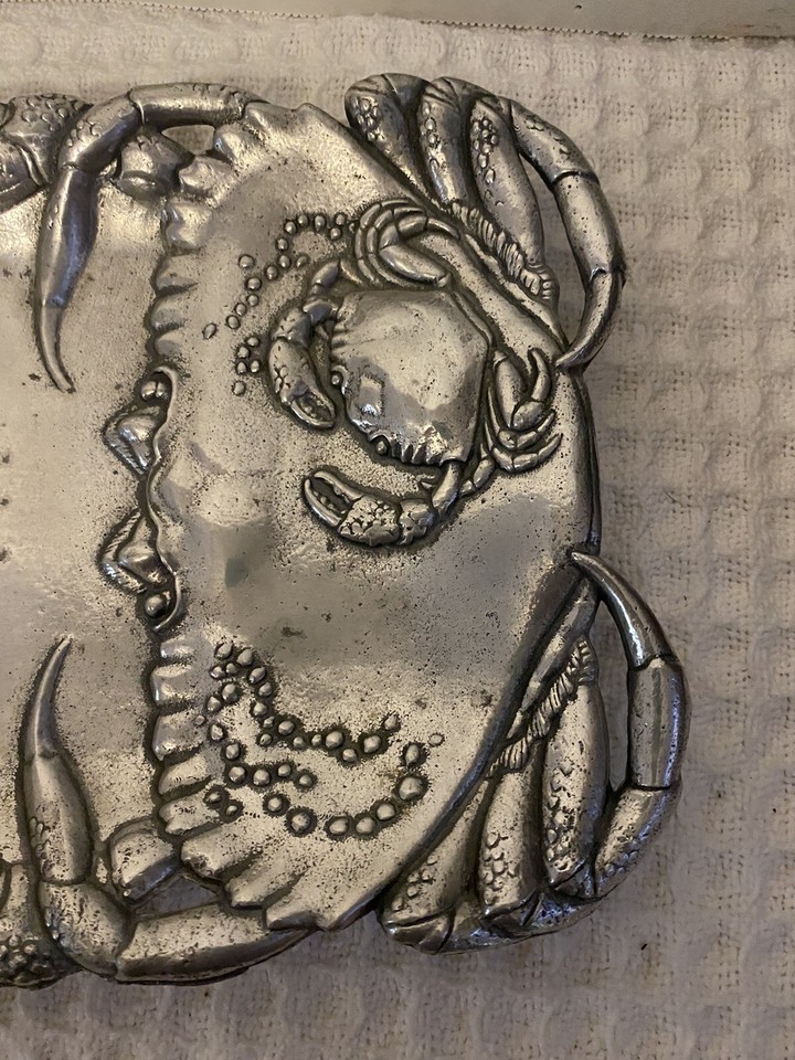 Arthur Court Silver Aluminum 17"X8" Crab Seafood Serving Platter Tray ...