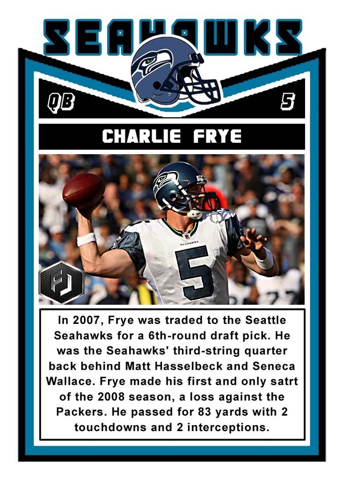 ACEO CHARLIE FRYE SEATTLE SEAHAWKS CUSTOM HAND MADE ART CARD | eBay