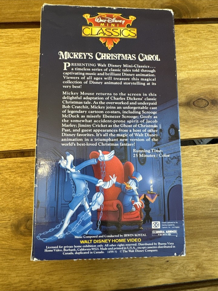 Mickey's Christmas Carol 1983 VHS Tape Walt Disney Mini Classics Mickey ...