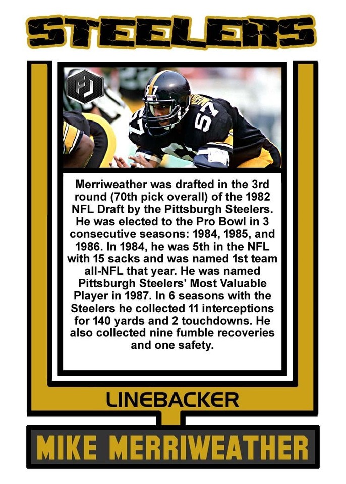 ACEO MIKE MERRIWEATHER PITTSBURGH STEELERS CUSTOM HAND MADE ART CARD | eBay